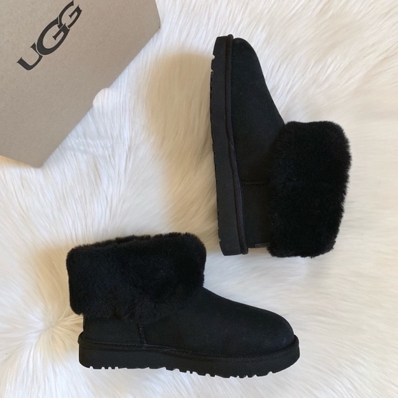 UGG | Shoes | Ugg Black Classic Mini Fluff Bootie | Poshmark